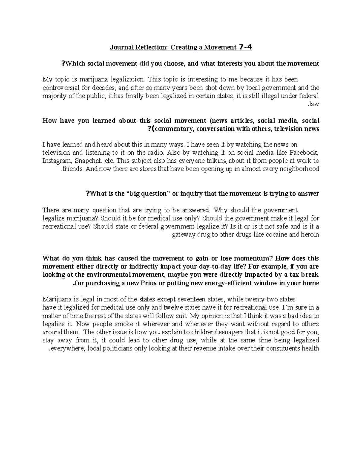 7-4 Journal Reflection Creating a Movement copy - 7-4 Journal ...