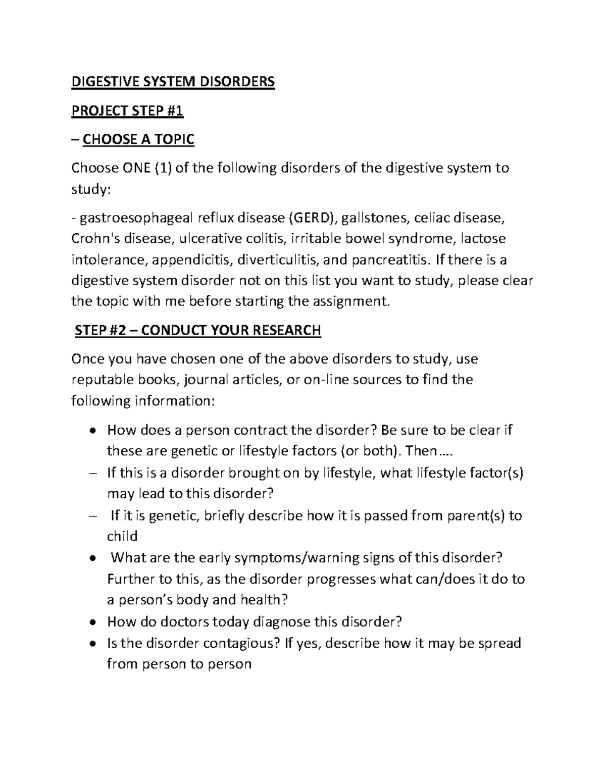 Digestive System Disorders Project (1) - DIGESTIVE SYSTEM DISORDERS ...