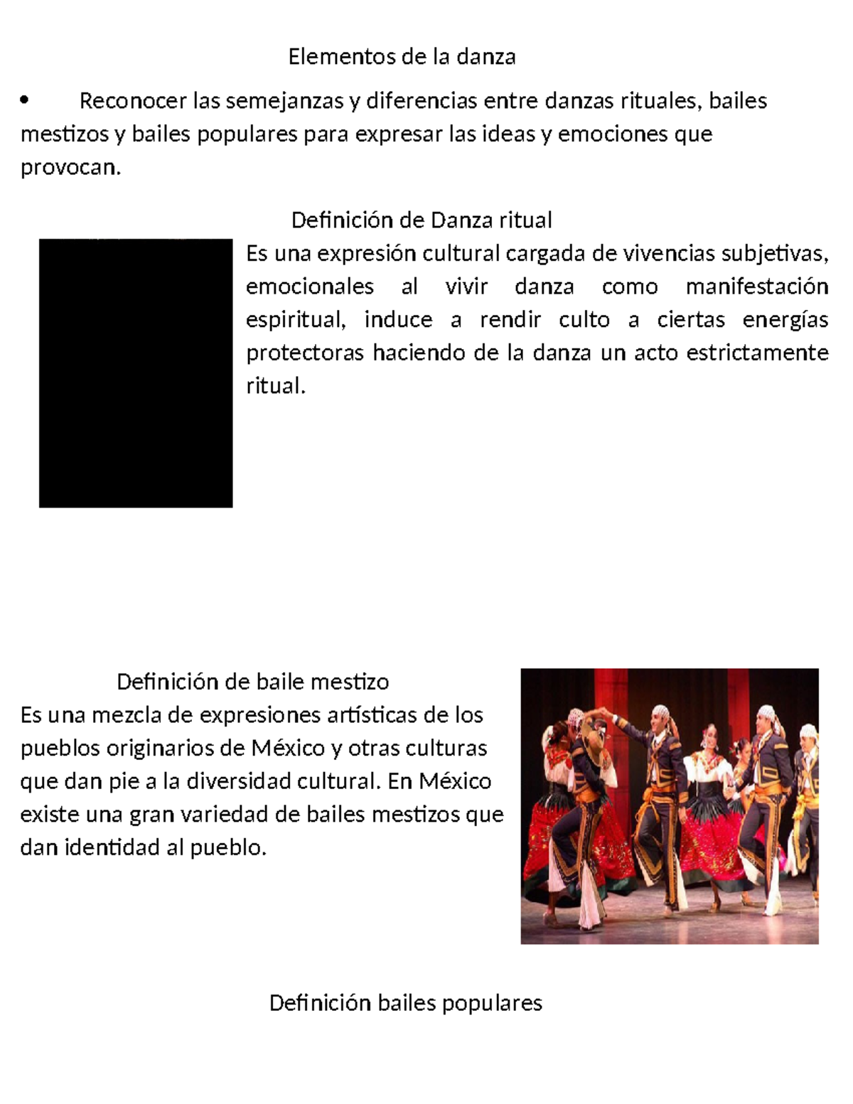 Elementos de la danz1 - Habla sobre la danza - Elementos de la danza Reconocer las semejanzas y ...