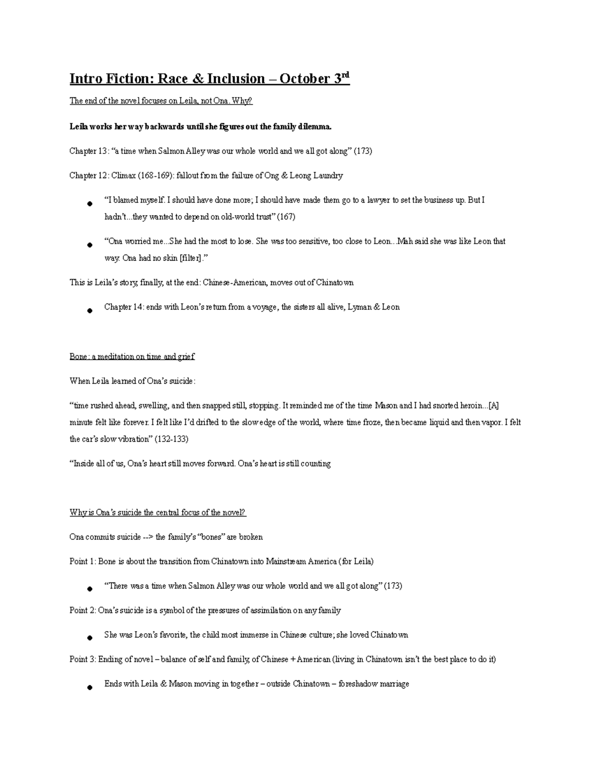 Intro Fiction Week 7 Notes - Intro Fiction: Race & Inclusion – October ...