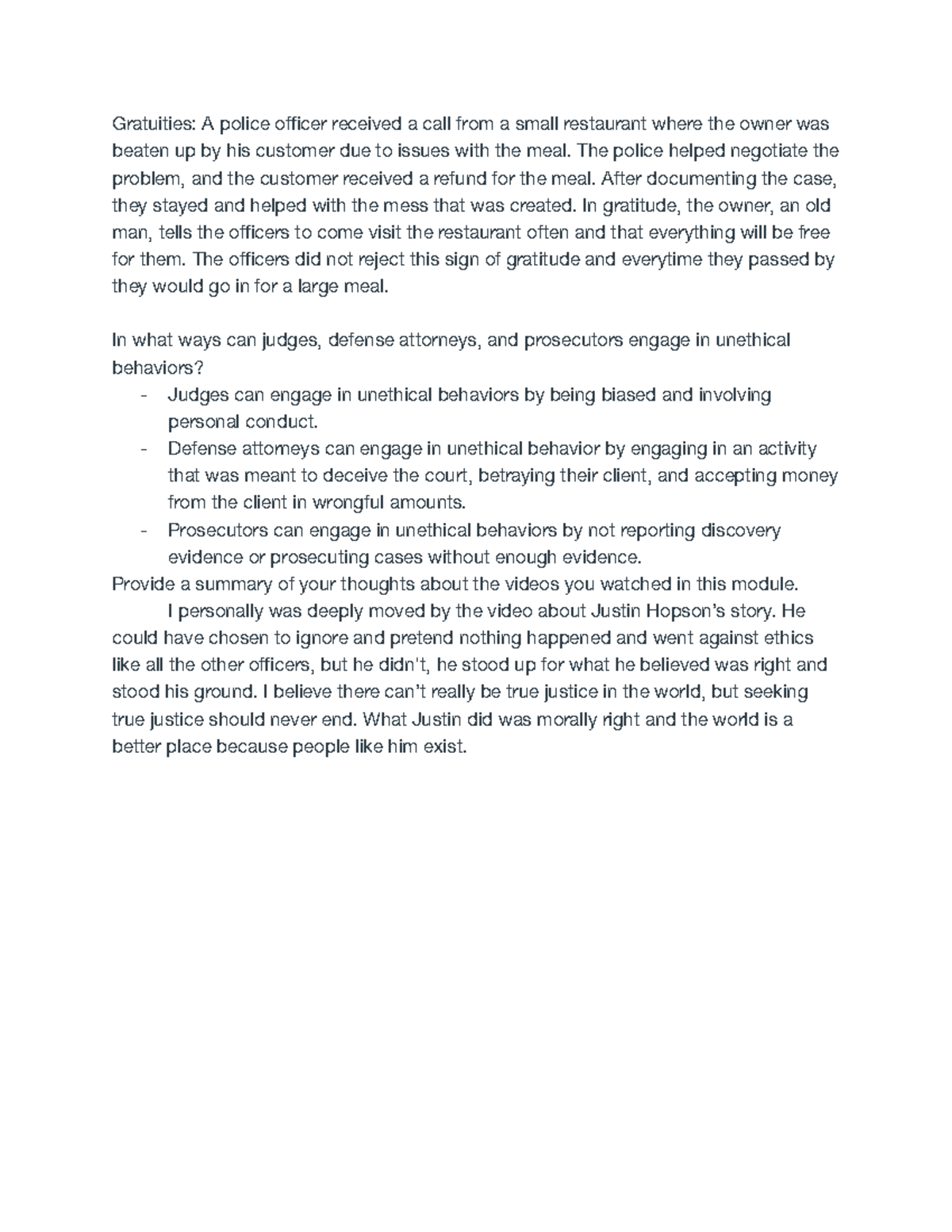 Assignment 9 9 - Gratuities: A police officer received a call from a ...