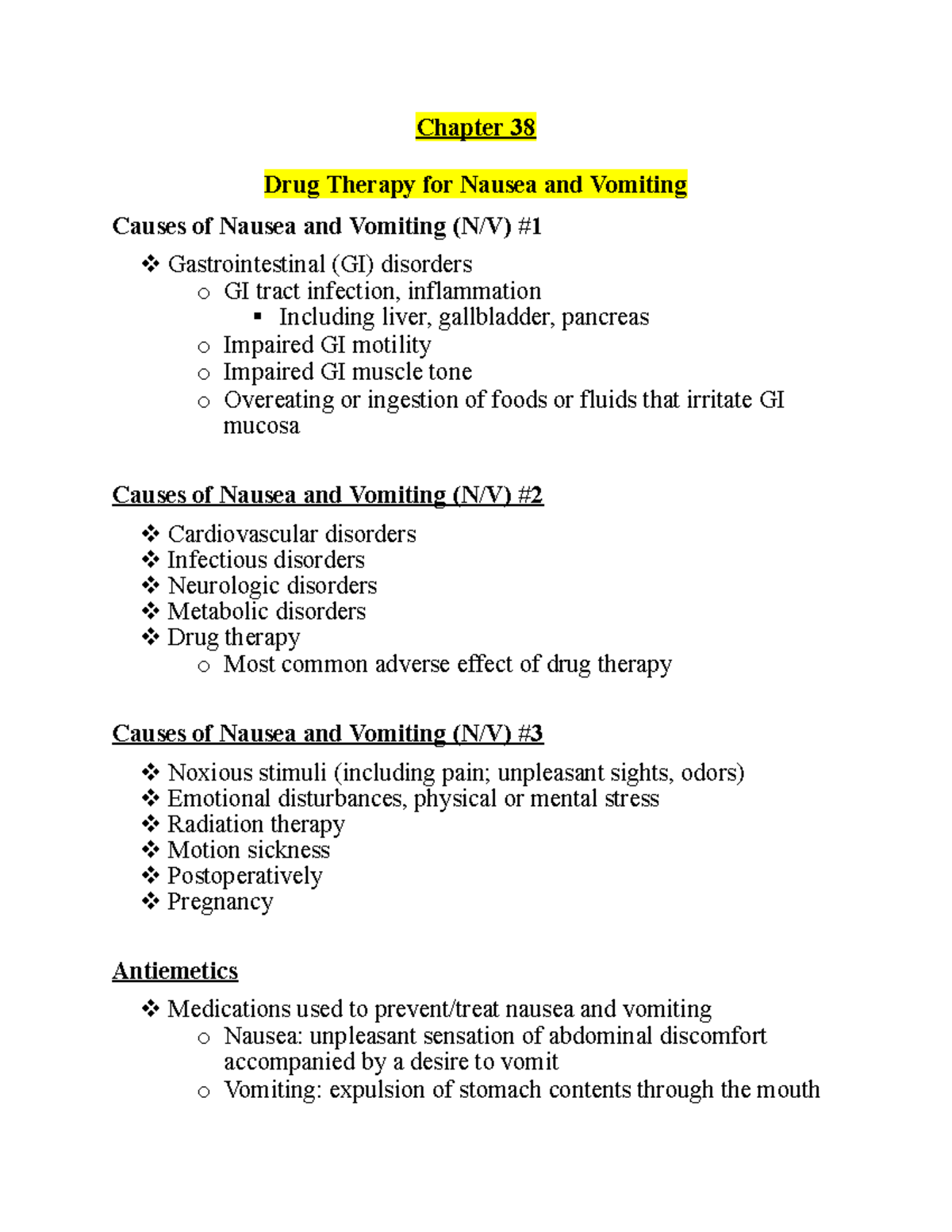 Pharm chapter 38 - Chapter 38 Drug Therapy for Nausea and Vomiting ...