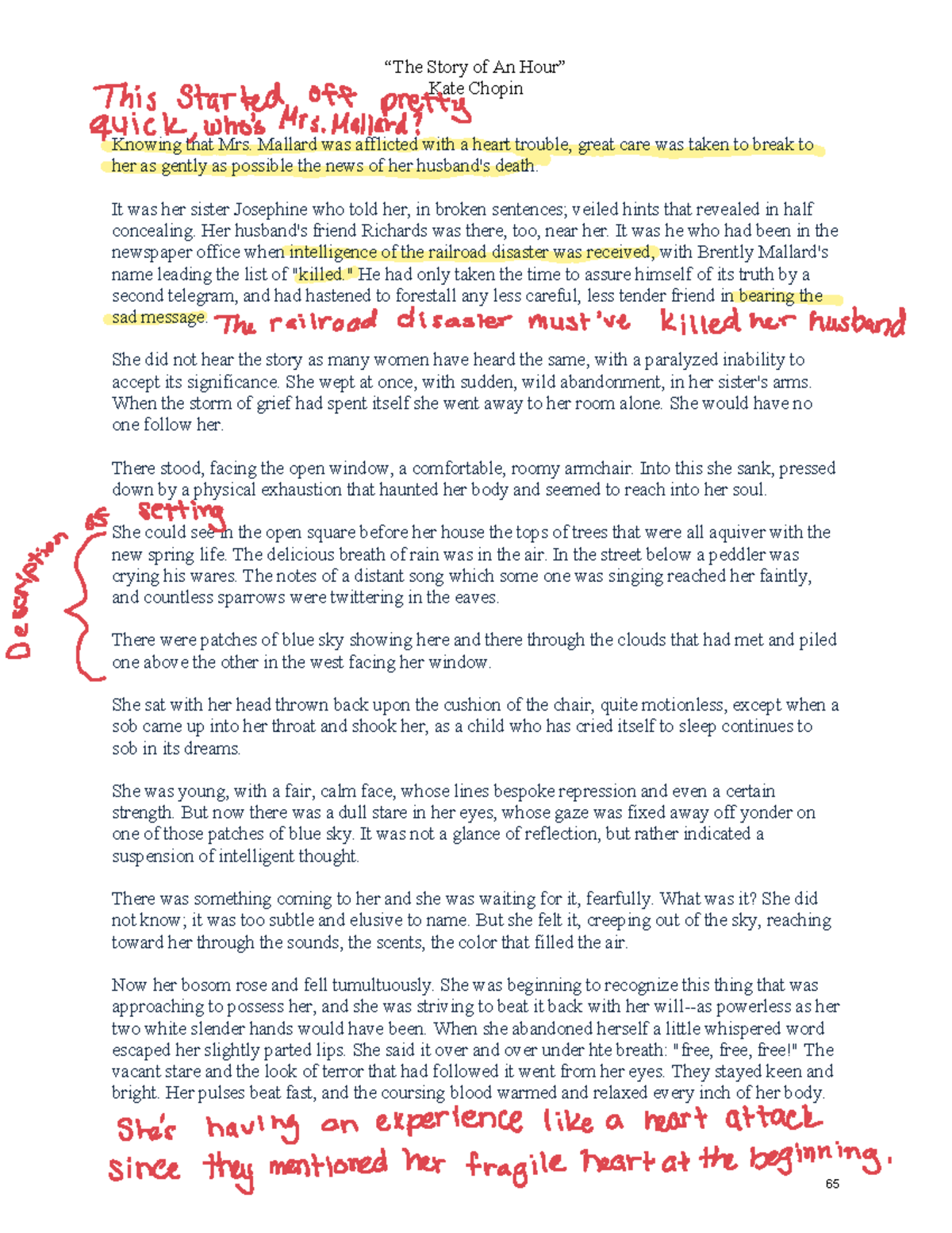The+Story+of+an+Hour Angel Feliciano - “The Story of An Hour” Kate ...