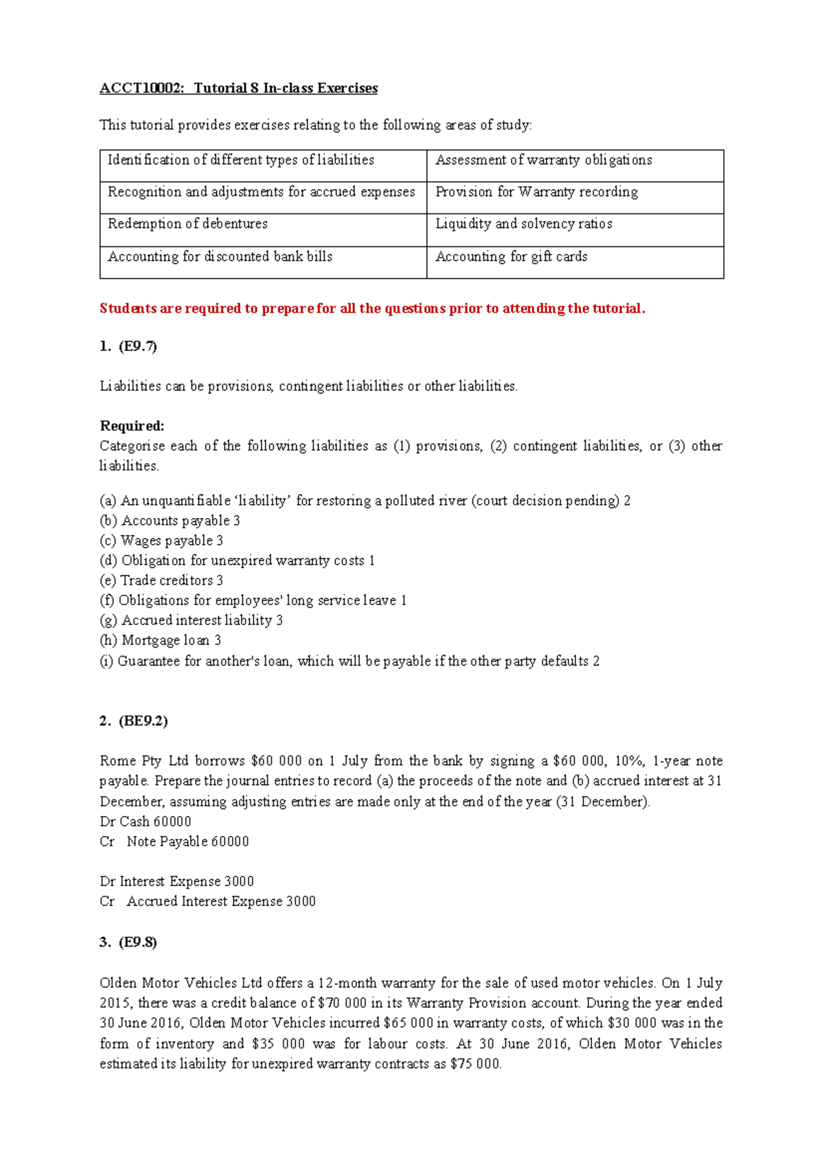 ACCT10002 Tutorial 8 In-class Exercises new - ACCT10002: Tutorial 8 In ...