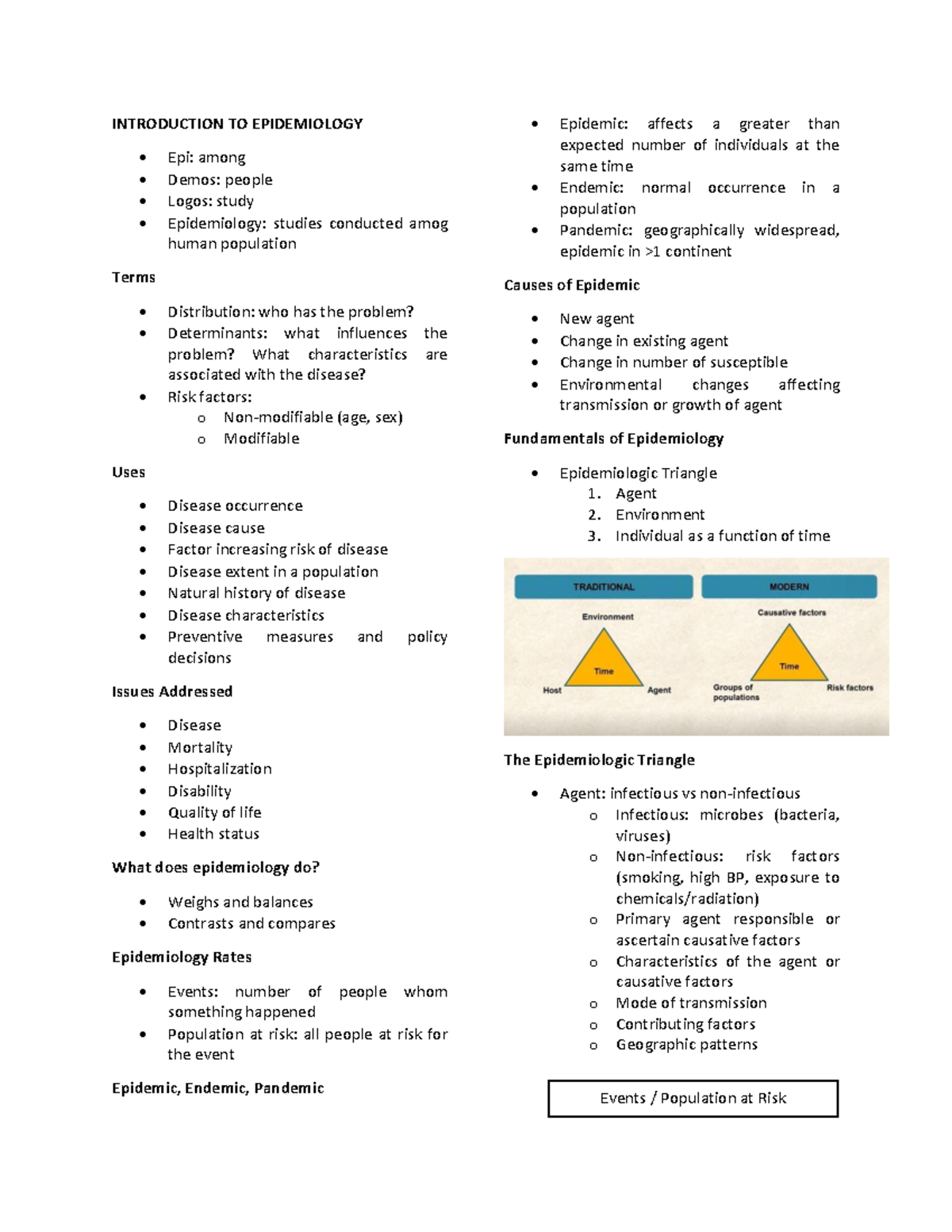 Notes for Biostatistics and Epidemiology finals - INTRODUCTION TO ...