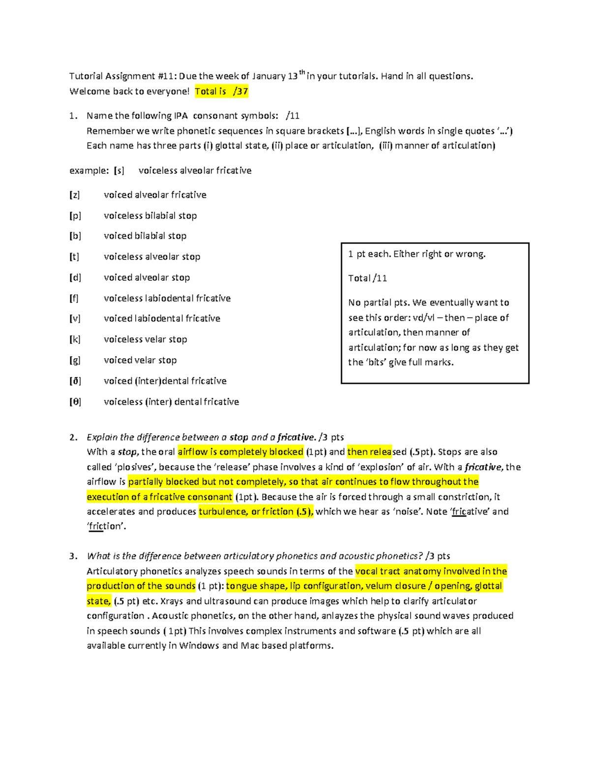Tutorial Work Tutorial Assignment 11 Solutions Tutorial Assignment 11 Due The Week Of