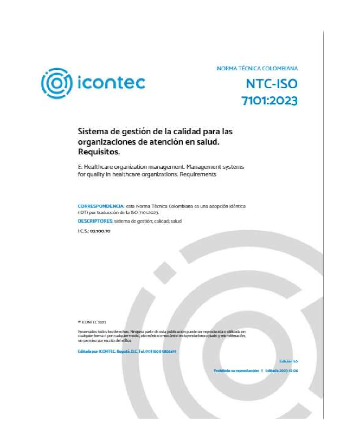 ISO 7101 2023 - No aplica - Gestión Integral de la calidad - Studocu
