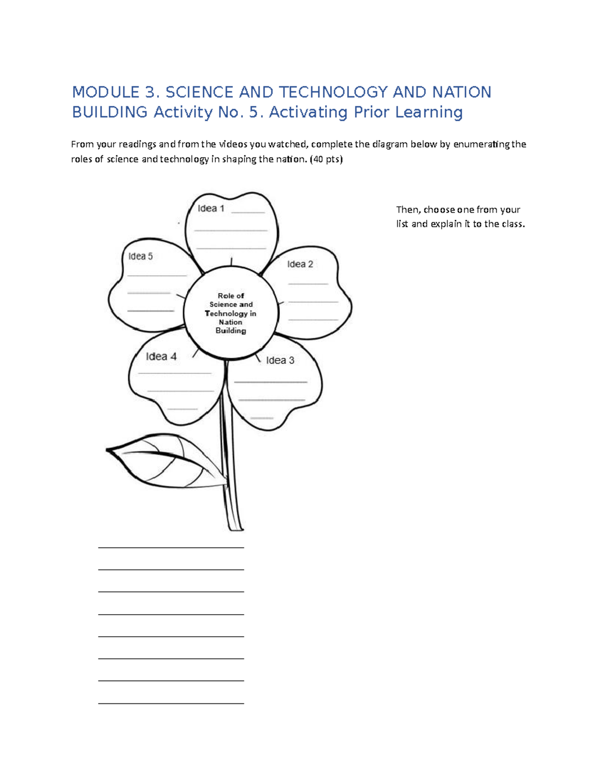 Workbook IN STS. Module 3 - MODULE 3. SCIENCE AND TECHNOLOGY AND NATION ...