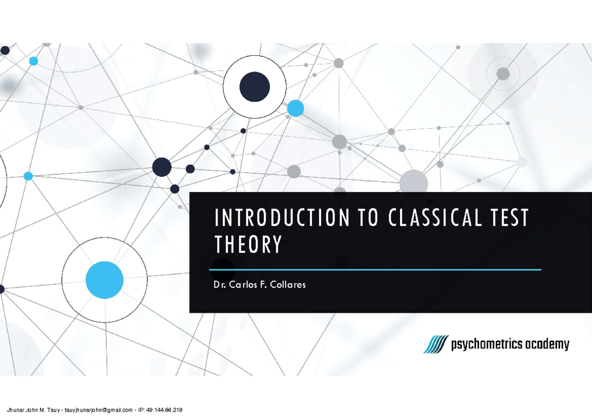 Classical Test Theory in PSychological Assessment - INTRODUCTION TO ...