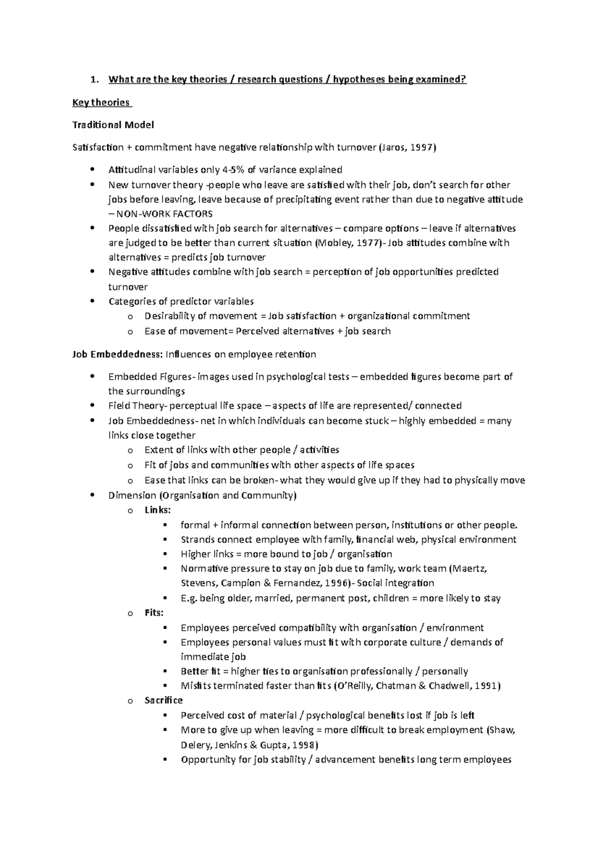 Tutorial 7 - Summary of paper based on theory of turnover (Job ...
