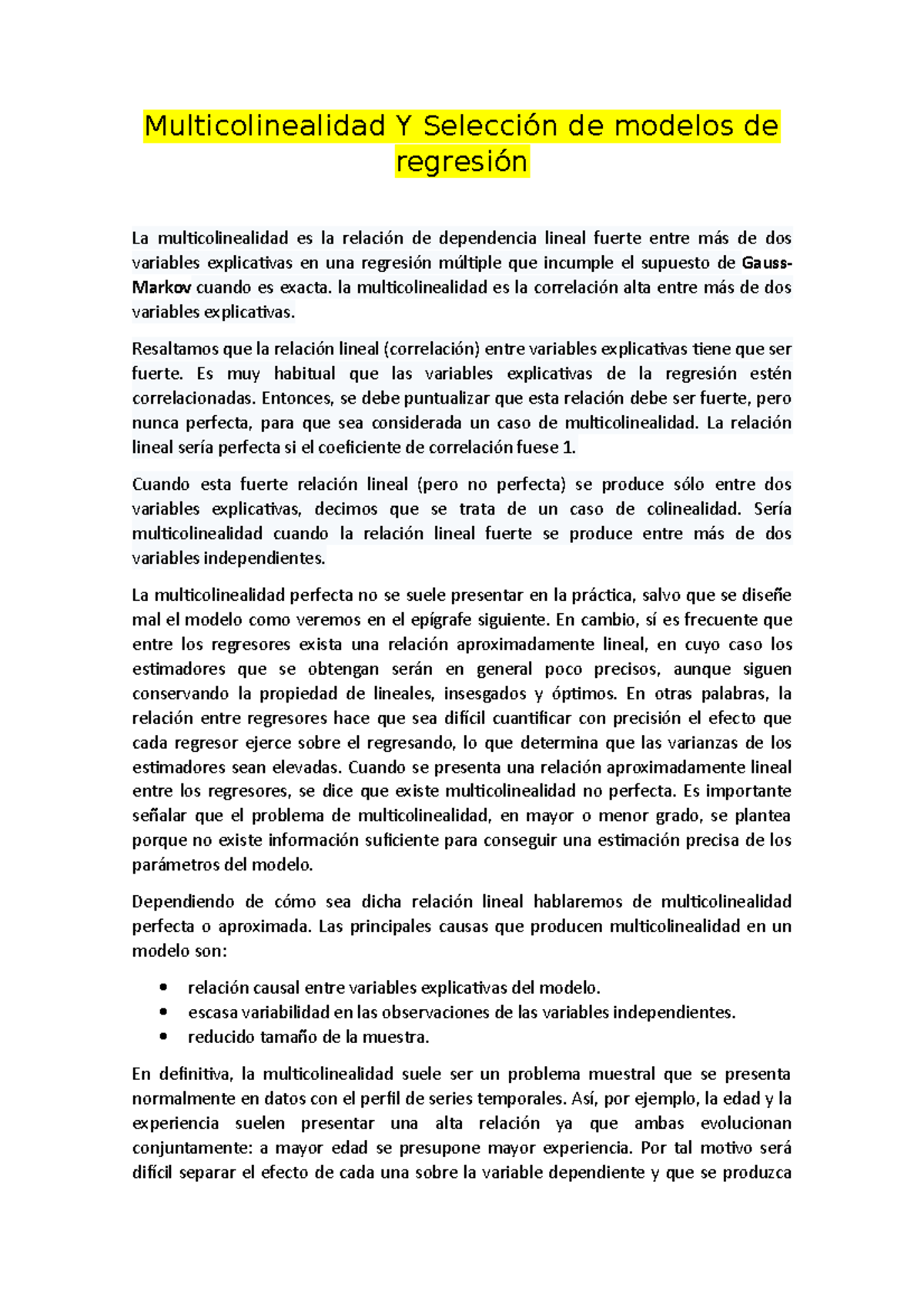 Multicolinealidad Y Selección de modelos de regresión - hernandez ...
