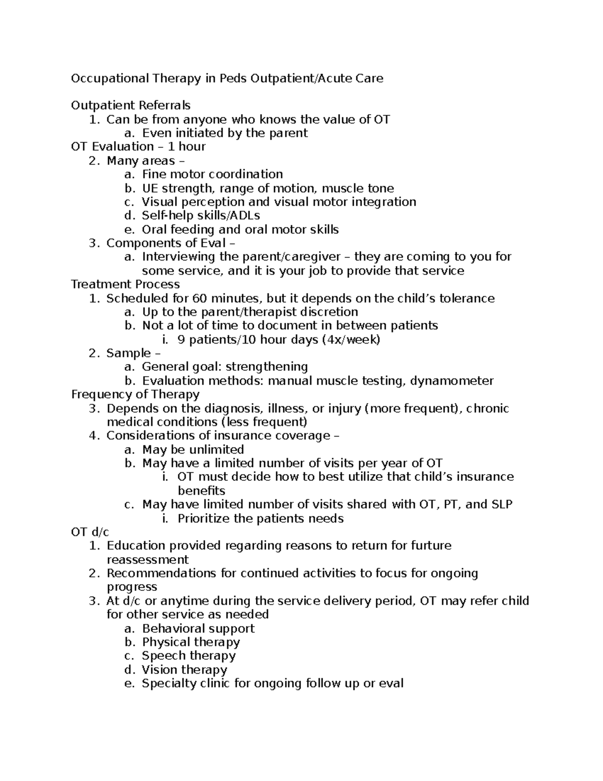 Occupational Therapy in Peds Outpatient - Can be from anyone who knows ...