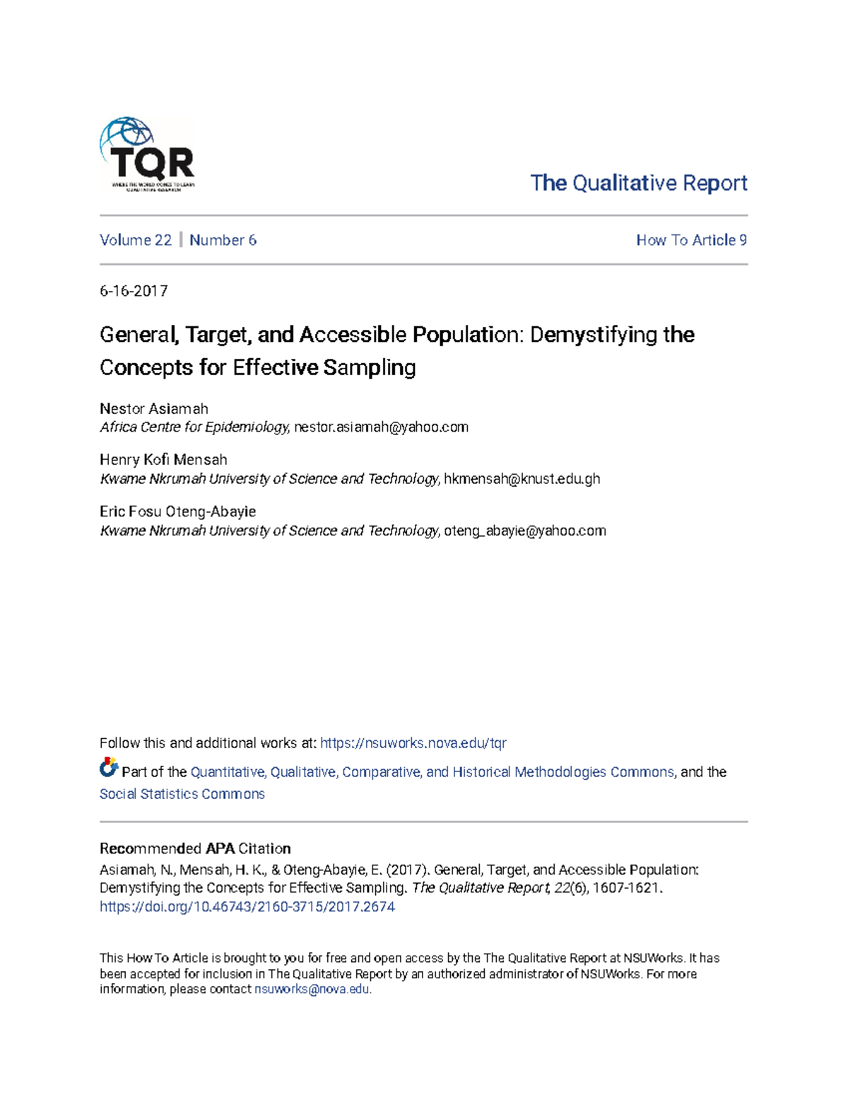 General Target and Accessible Population Demystifying the Conc - The ...