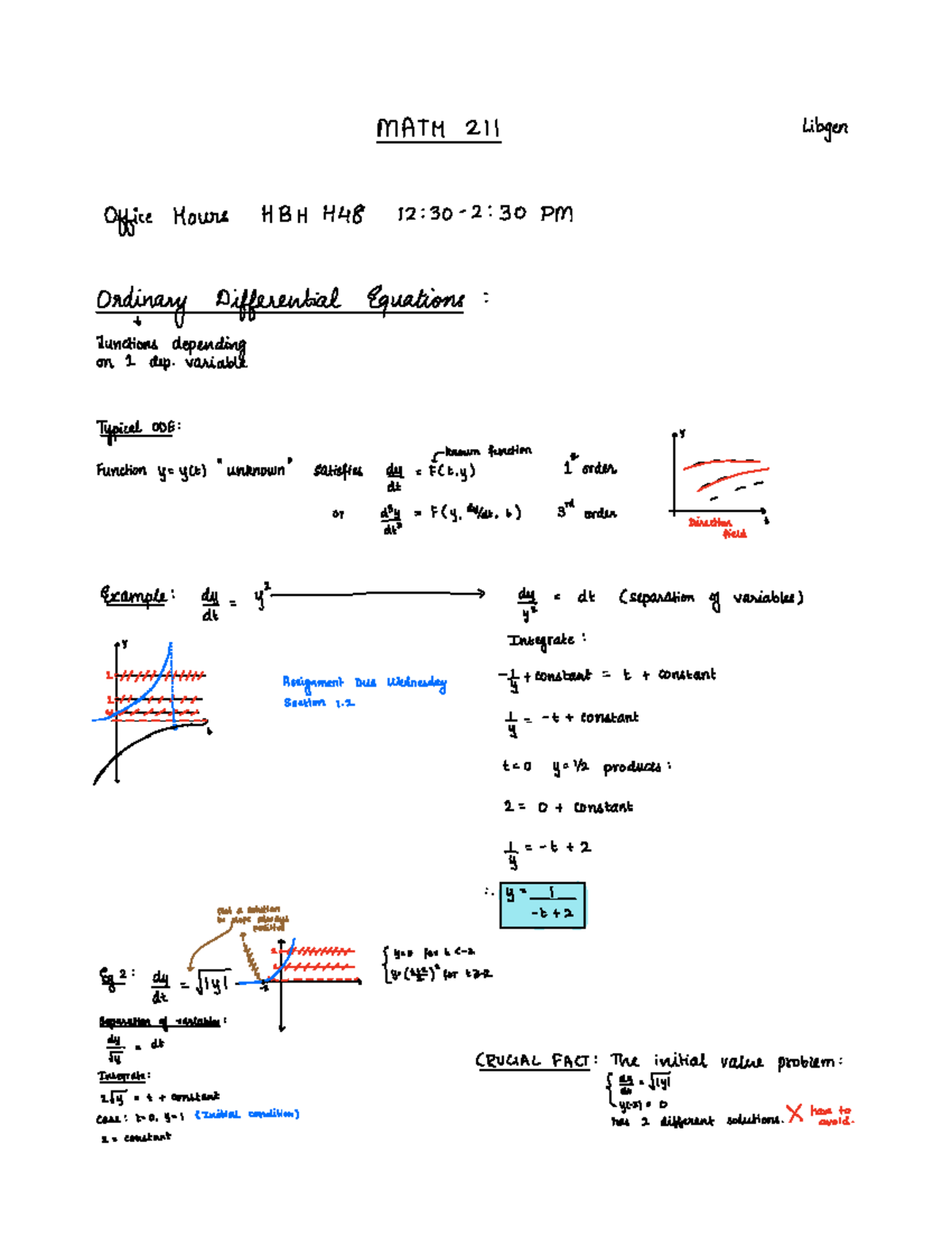 Examples, Variable Separable, Initial Value Problem - MATH 211 Libgen ...