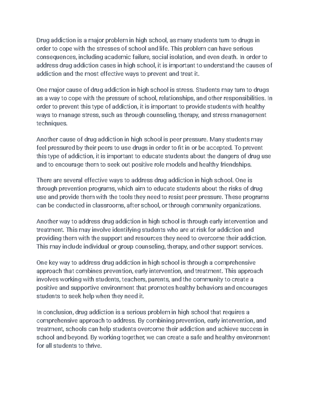 The ways to address drug addiction cases in high school - Drug ...