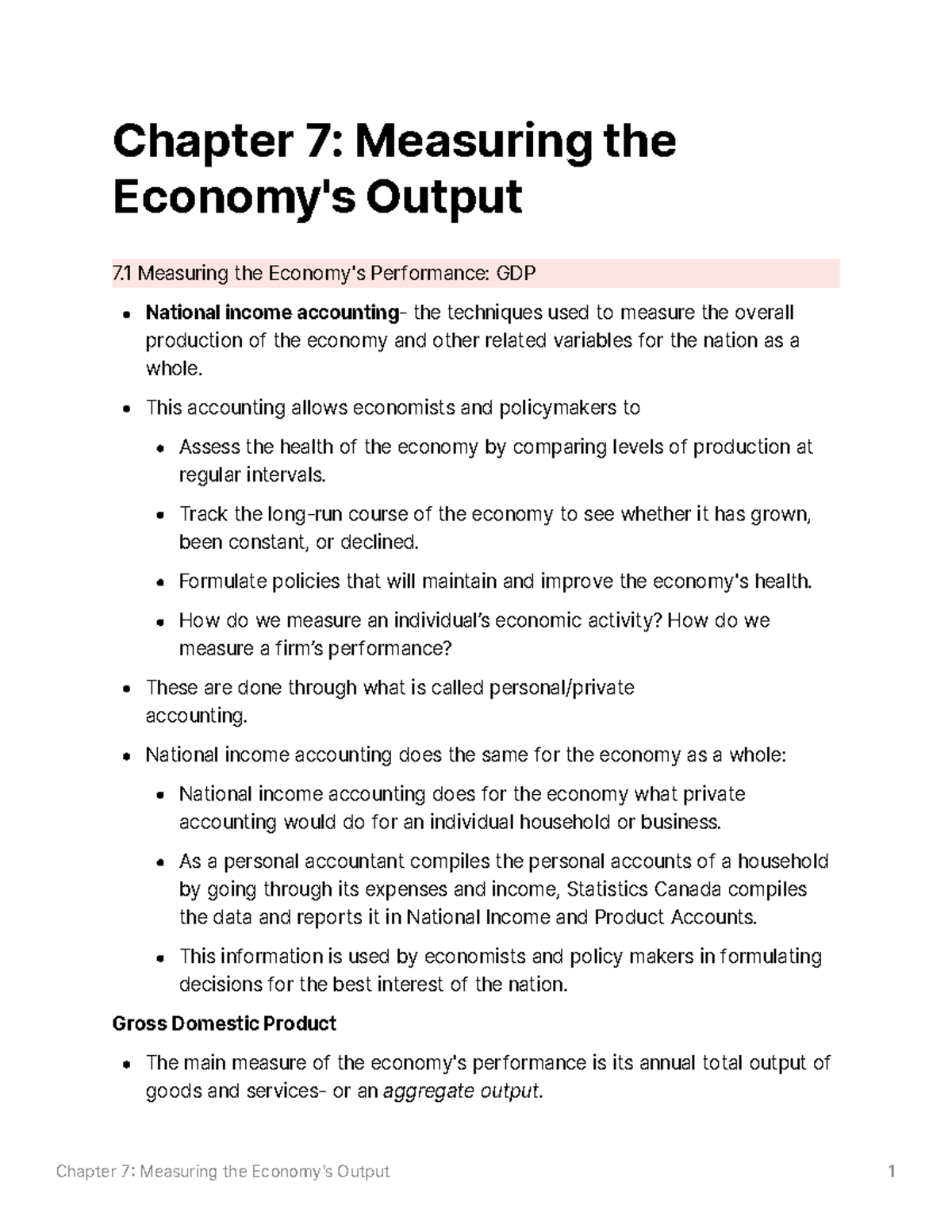 Chapter 7 Measuring the Economys Output - Chapter Ԏ Measuring the ...