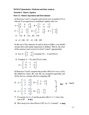 Midterm Revision Solution - Midterm Revision-Chapter 1- 4 1) Let 𝐴 ...