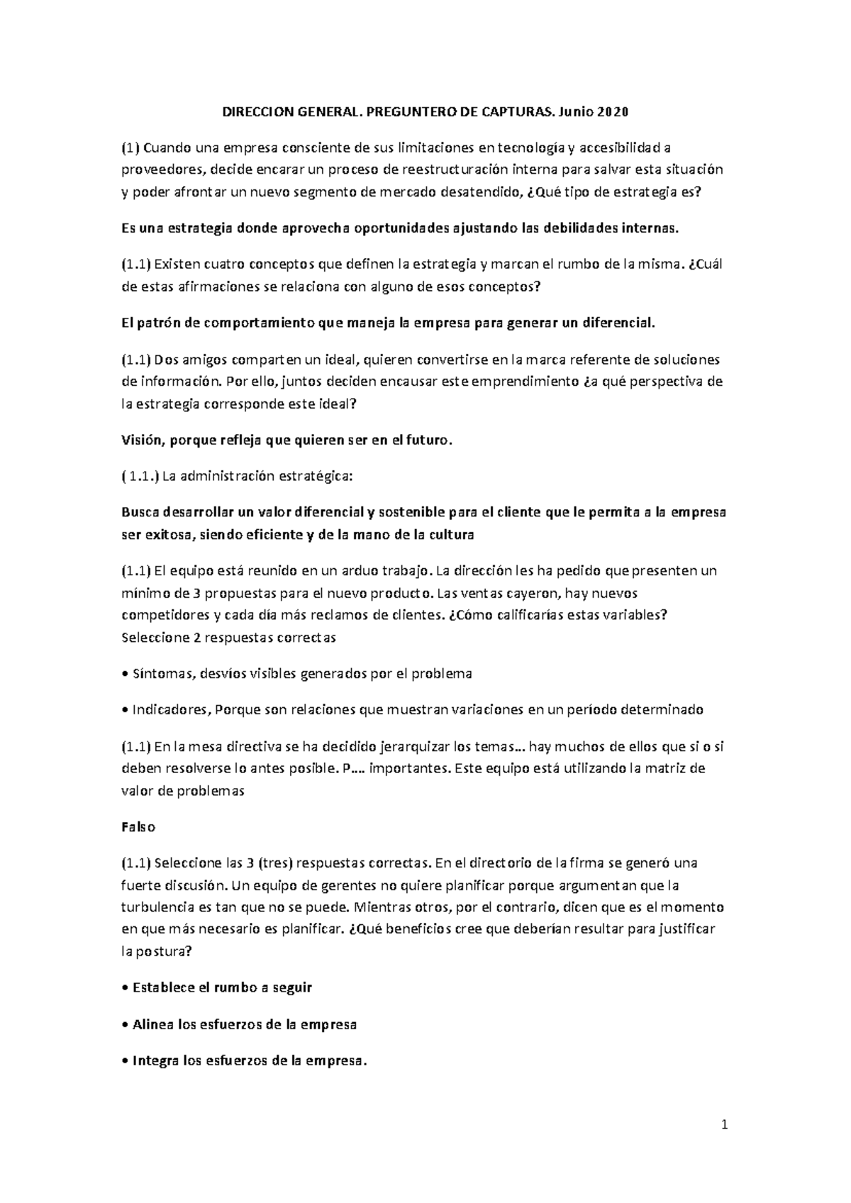 Direccion General. Preguntero Junio 2023 - DIRECCION GENERAL. PREGUNTERO DE CAPTURAS. Junio 2020 ...