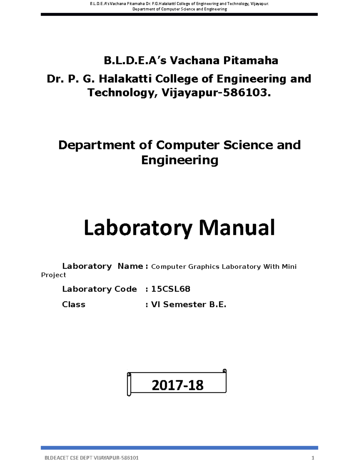 CG LAB Manual nbaformat 2018 - Department of Computer Science and Engineering B.L.D.E’s Vachana ...