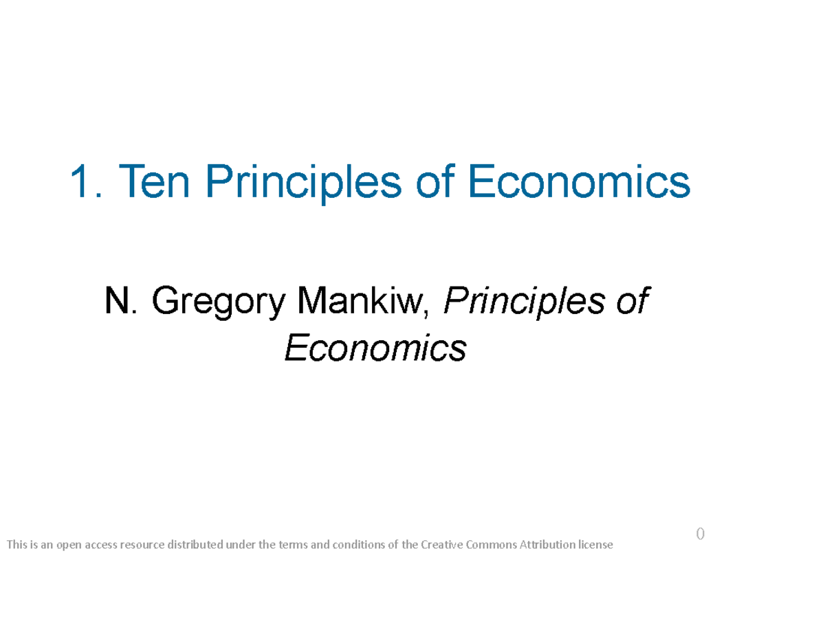 Principles of Economics - 1. Ten Principles of Economics N. Gregory ...