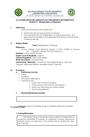 5A's LP Bolivar 11 Humss - SULTAN KUDARAT STATE UNIVERSITY LABORATORY HIGH SCHOOL ACCESS Campus ...