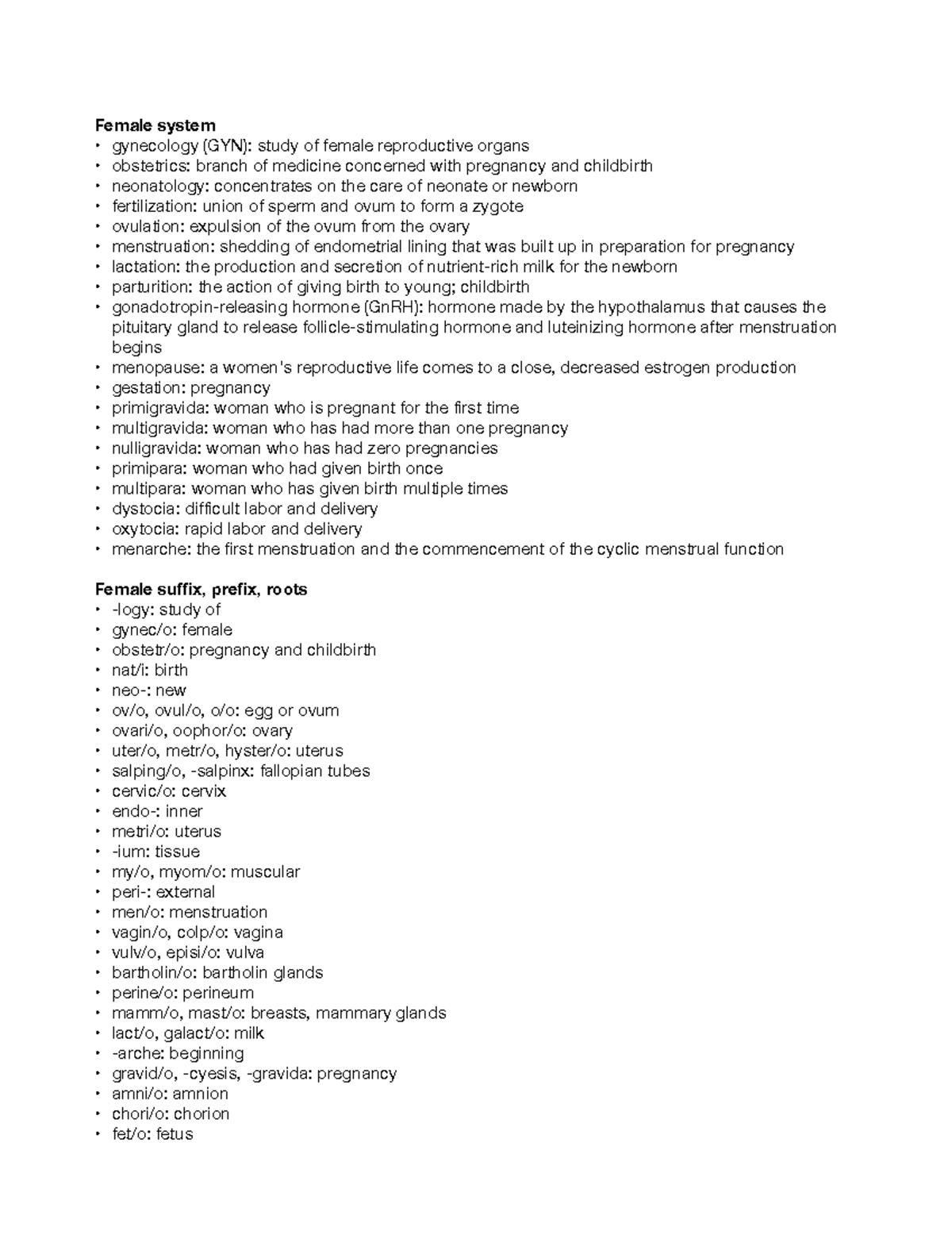 Ch 8 female reproductive system - Female system gynecology (GYN): study ...