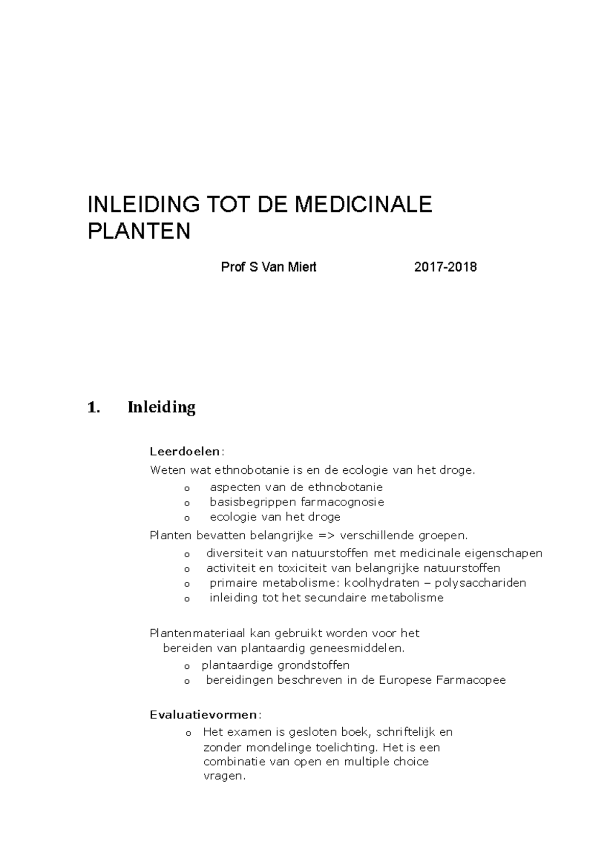 Inleiding TOT DE Medicinale Planten - INLEIDING TOT DE MEDICINALE ...