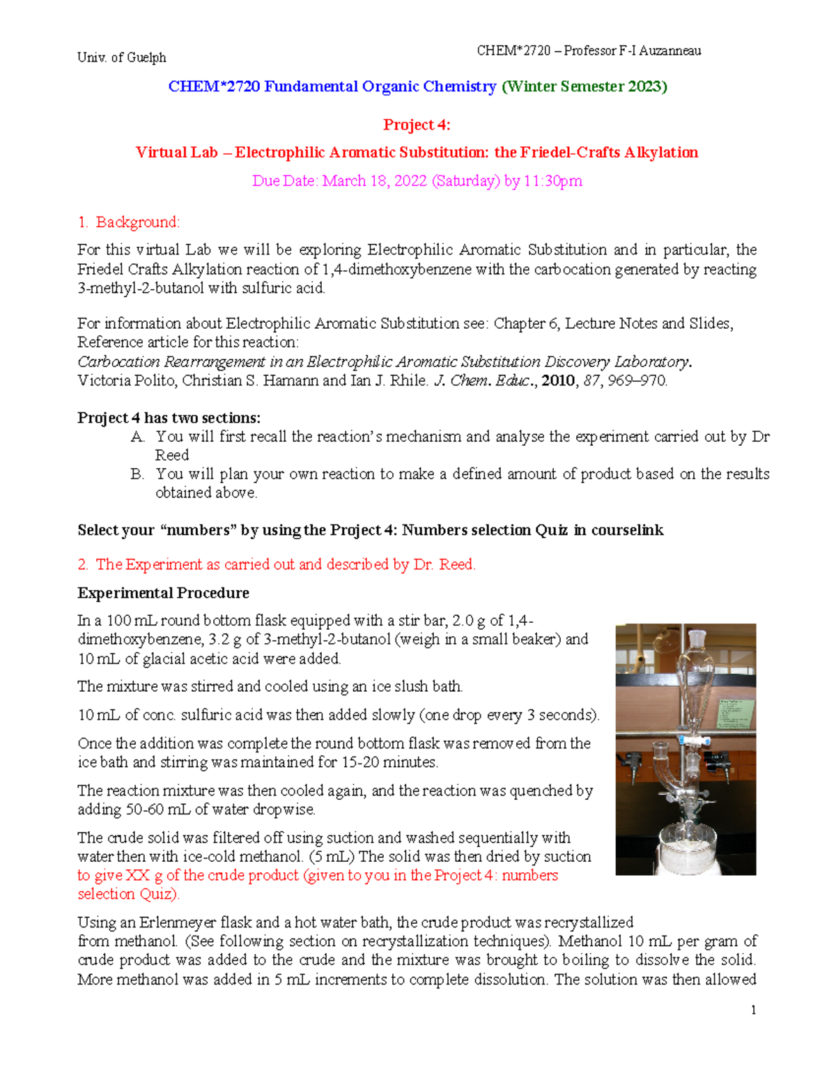 CHEM2720-W23-Project 4-information - CHEM*2720 Fundamental Organic ...