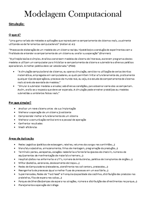 Modulo 1 Metodos computacionais - Modelagem computacional - Studocu
