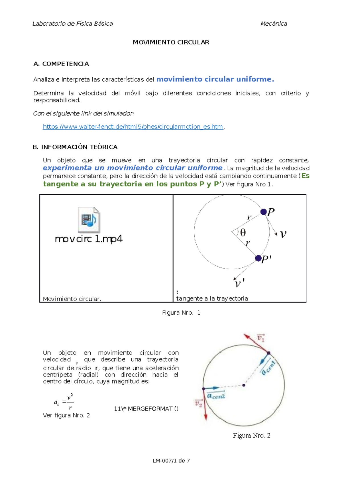 Movimiento circular apoyo - Laboratorio de Física Básica Mecánica ...