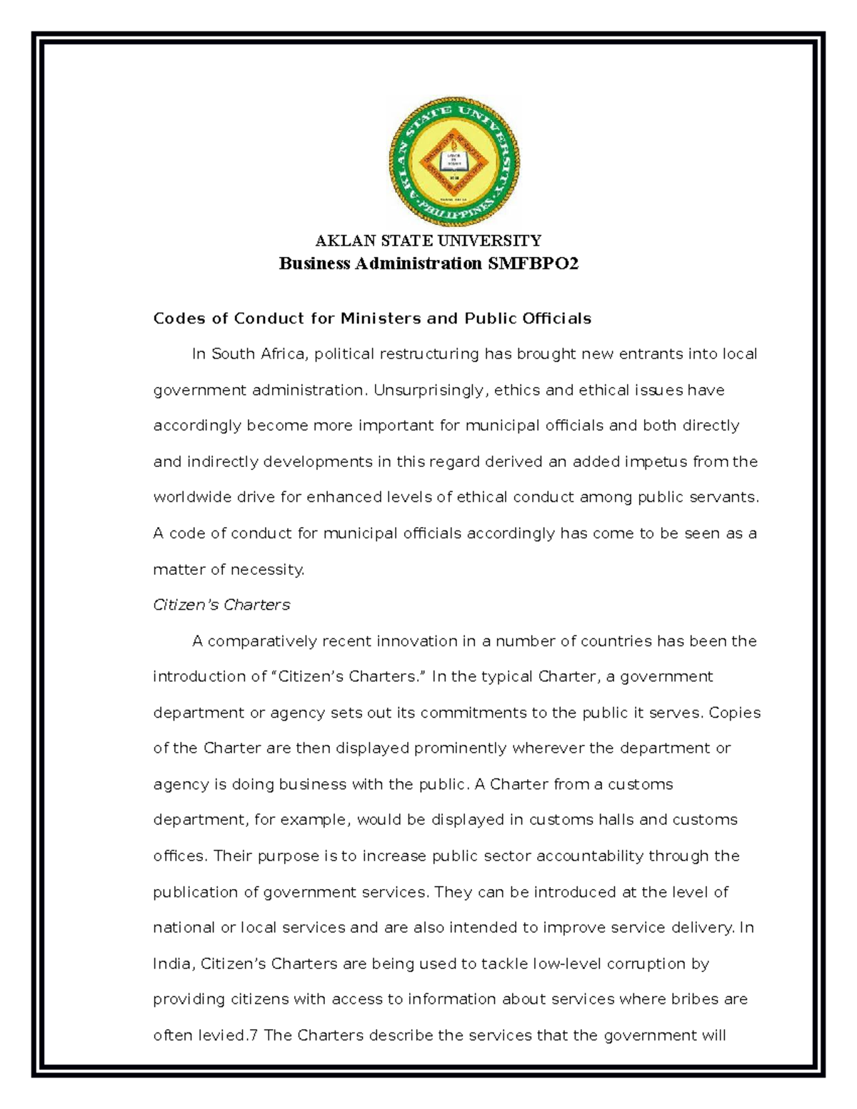 Codes of Conduct for Ministers and Public Officials - Unsurprisingly ...