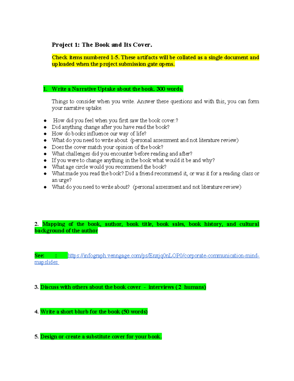 Project 1 Process and Artifacts for submission - Project 1: The Book ...