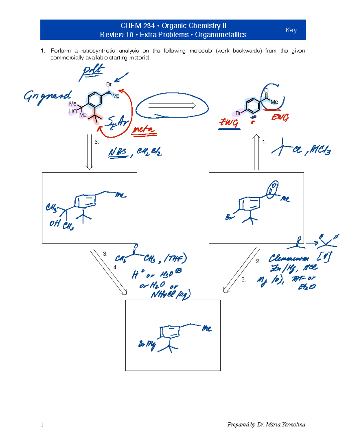234 - R10B Organometallics Key - CHEM 234 • Organic Chemistry II • Fall ...