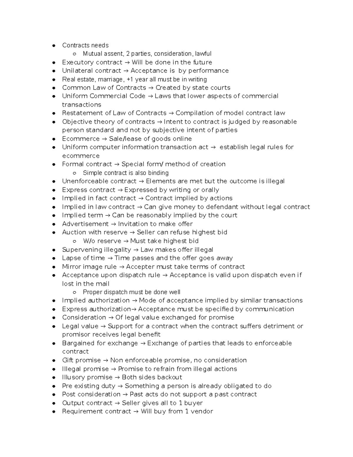 Exam 3 Review - Detailed notes from this lecture - Contracts needs ...