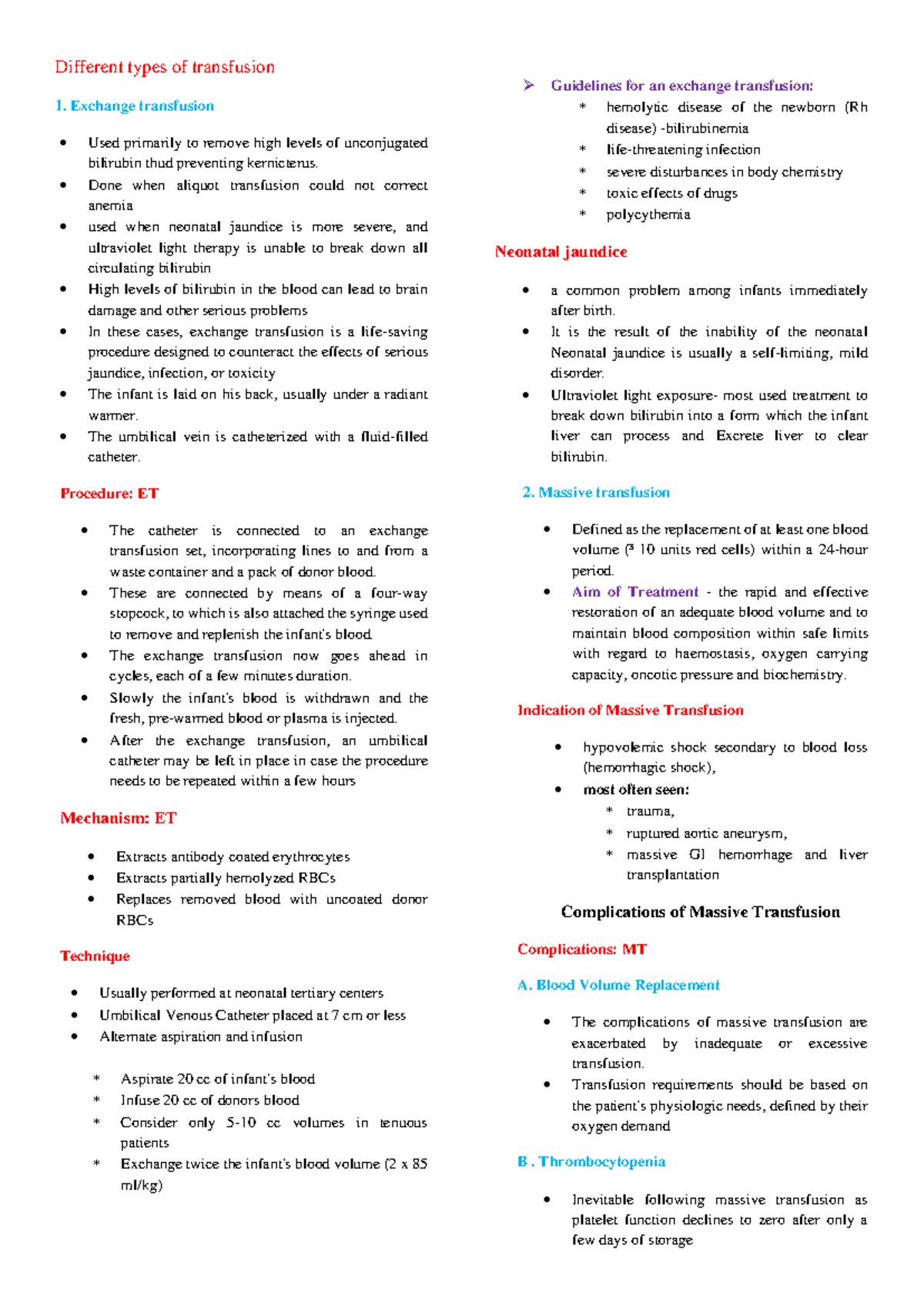 Types OF Transfusions - Different types of transfusion Exchange ...