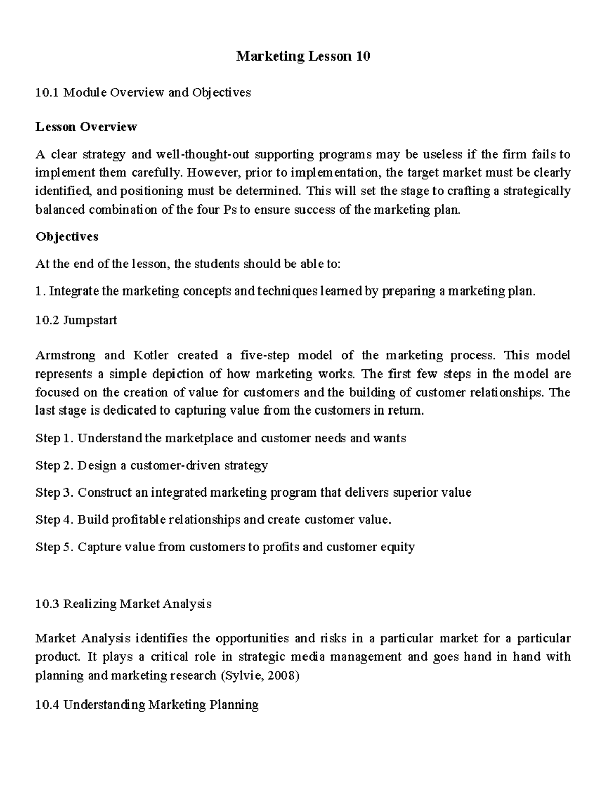 Marketing Lesson 10 zzzzzzzzzzzzzzz - Marketing Lesson 10 10 Module ...