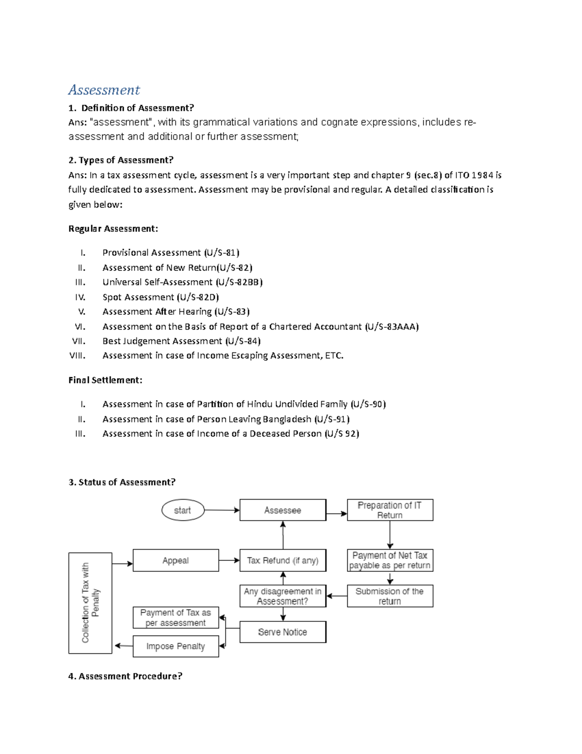 3. Assessment - Theory Notes of TAXATION - Assessment 1. Deiniion of ...