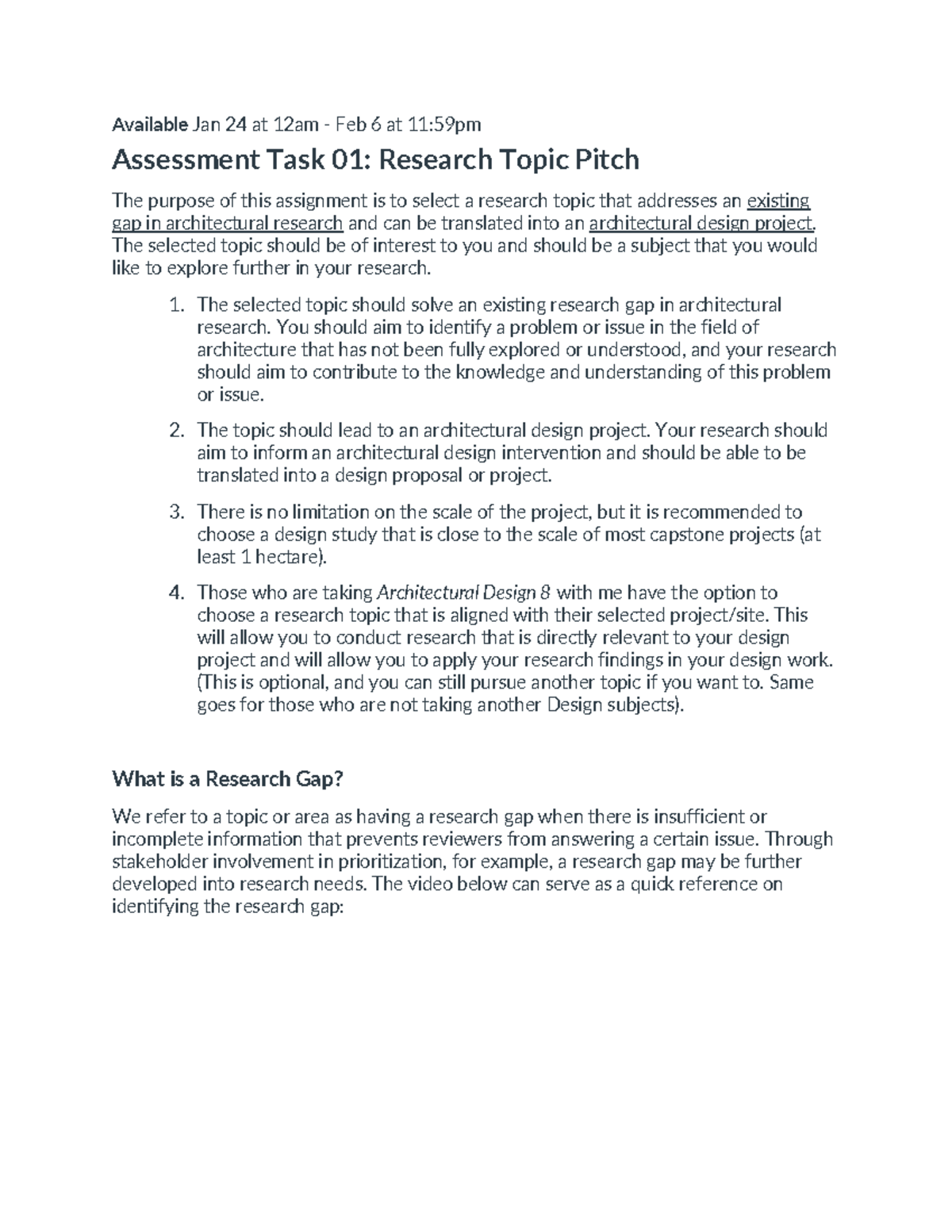 Assessment Task 01 - Available Jan 24 at 12am - Feb 6 at 11:59pm ...