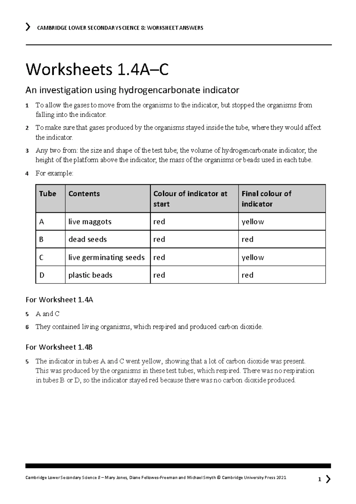 Lower Secondary Science 8 learner book answers - Cambridge Lower ...