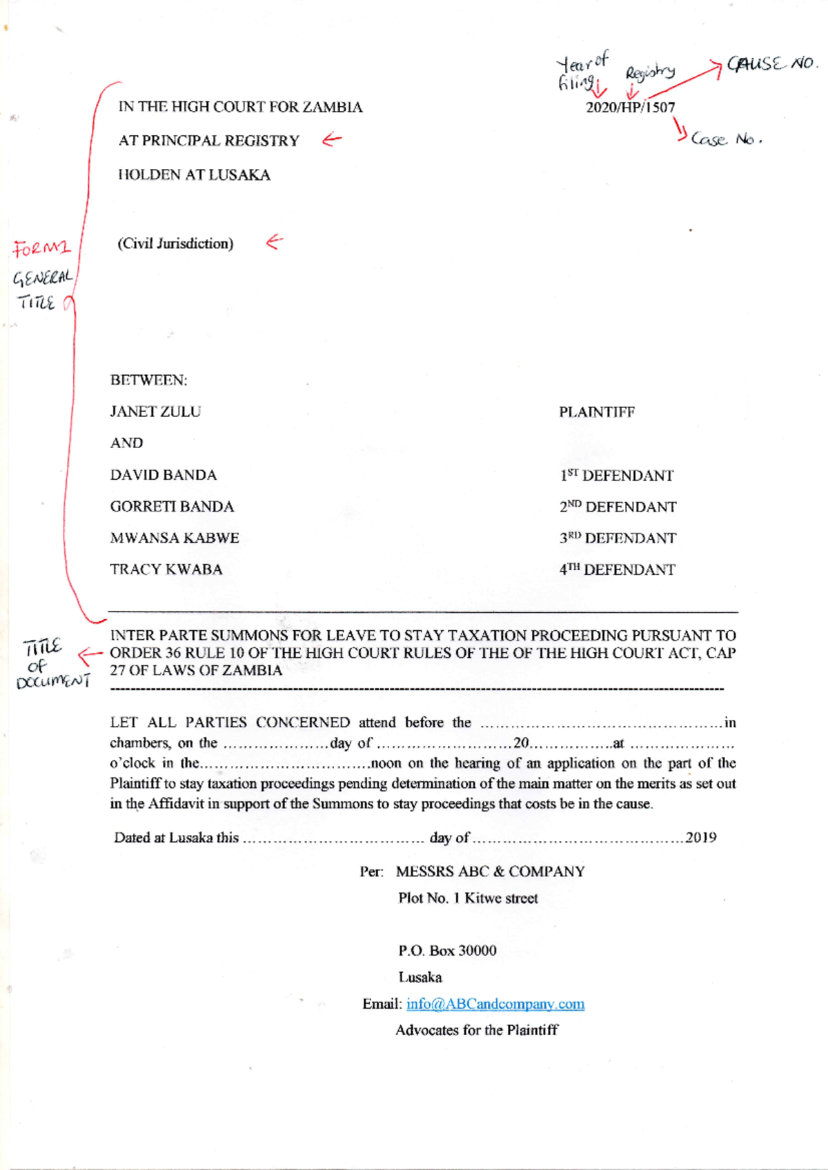 Sample Court Documents with notes Cause no. General Title Jurat - mass ...