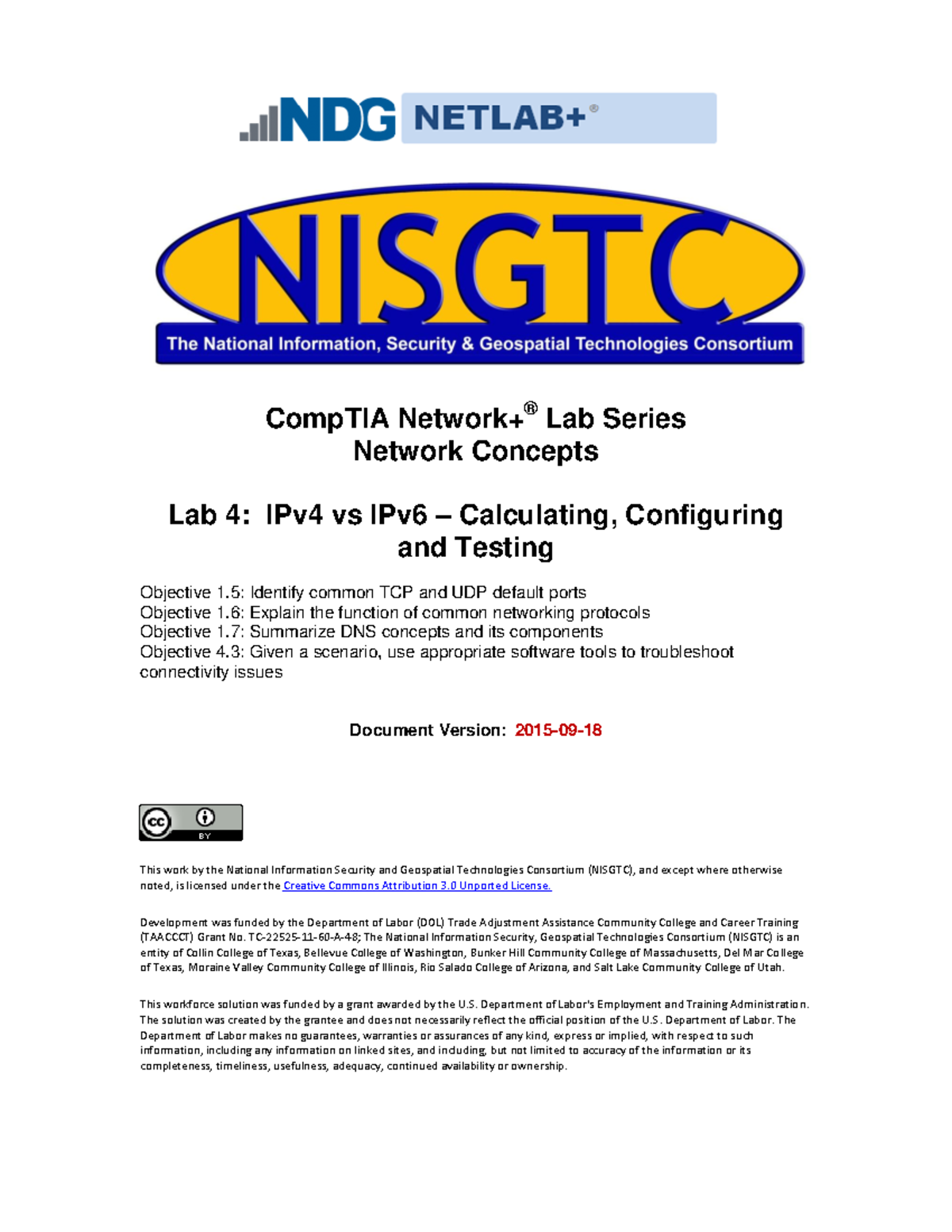 NDG Nisgtc Network Plus Lab 04 - CompTIA Network+ ® Lab Series Network ...