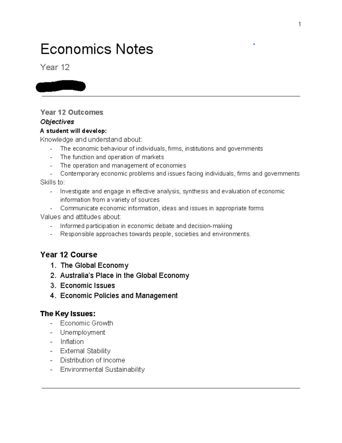 Year 12-Economics-Notes - Economics Notes Year 12 Elsie Gillezeau Year ...