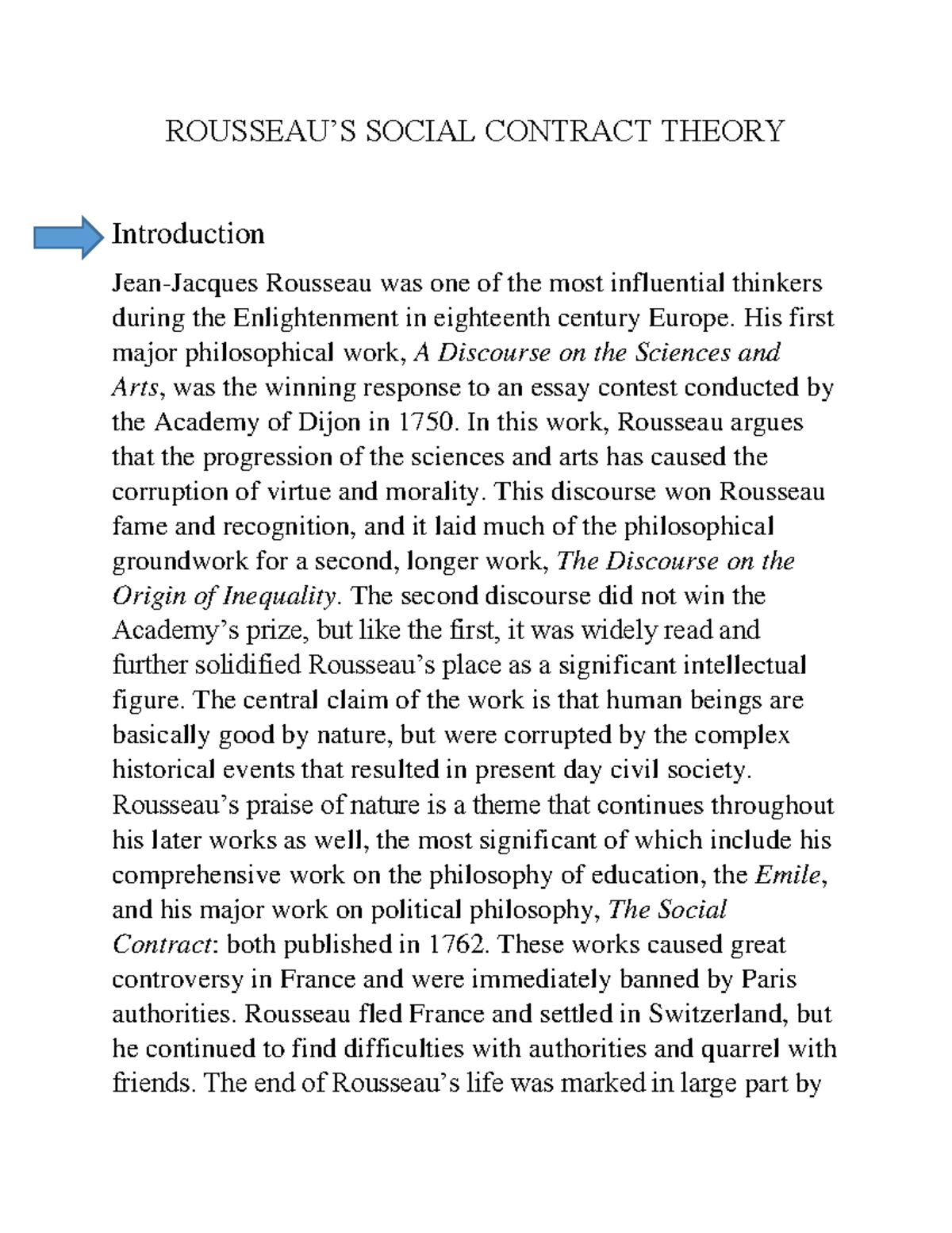 Social contract essay 6th semester mpp - ROUSSEAU’S SOCIAL CONTRACT ...