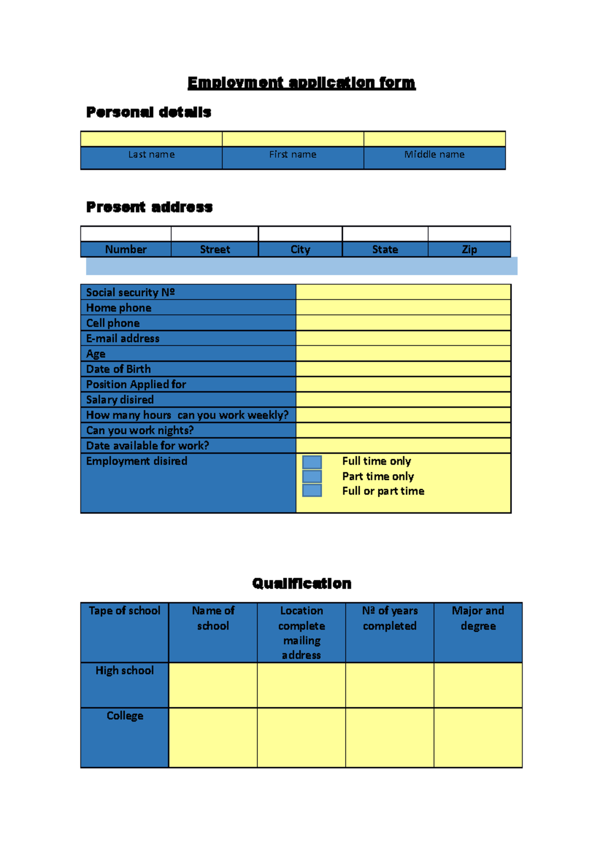 Job application form-2 - Employment application form Personal details ...