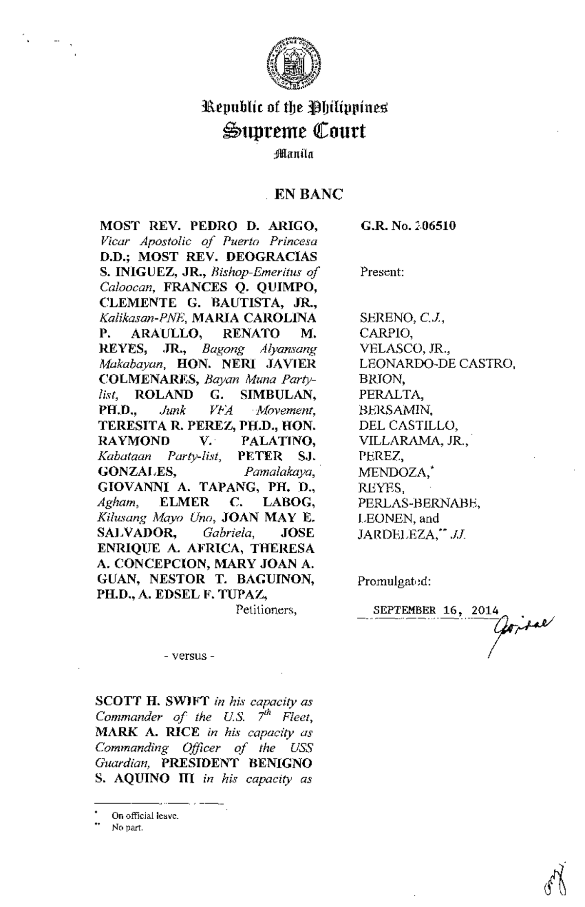 Arigo et al v. Swift et al - ilepnblic of t{Je ([:ourt ;fflanila . EN ...
