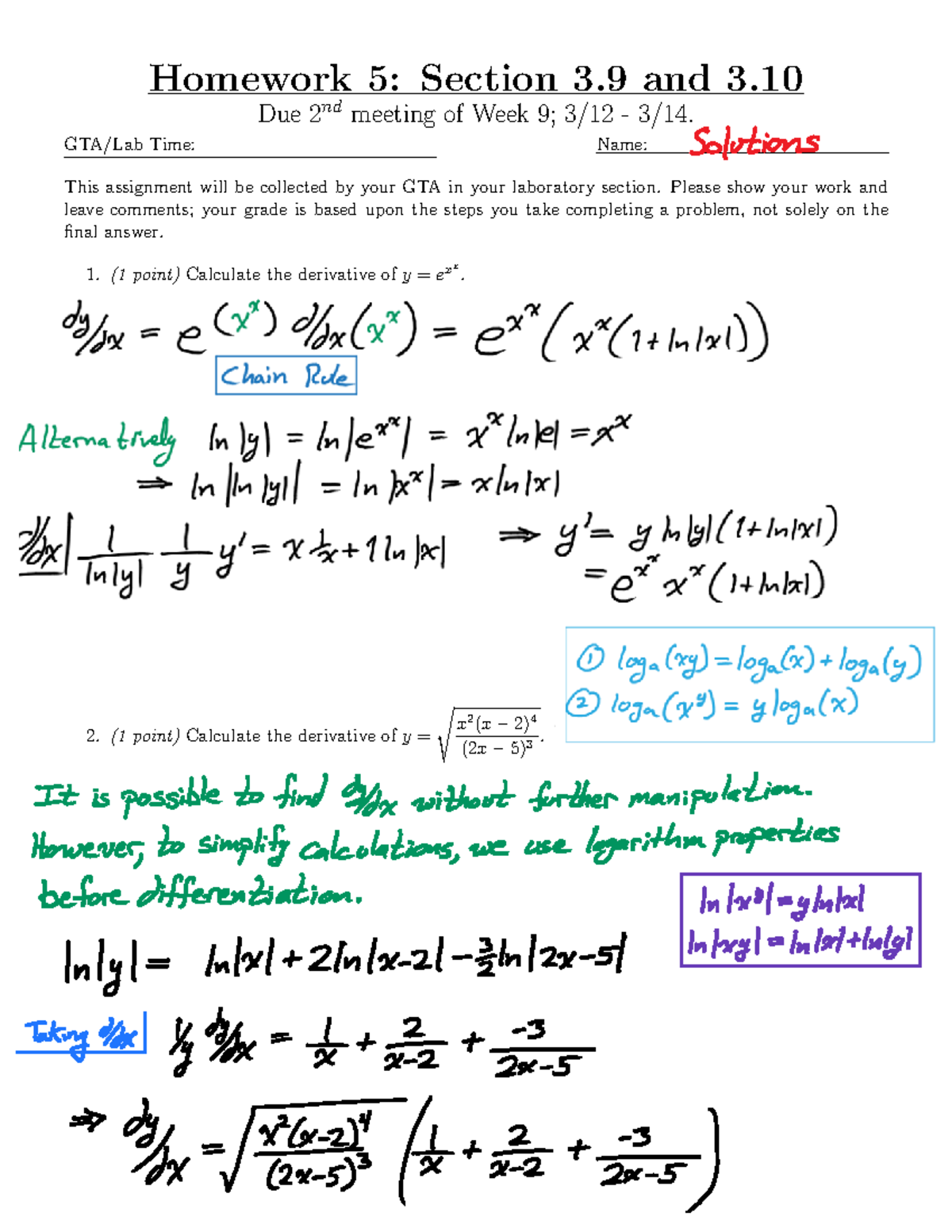MATH 125 Homework 5 - Solutions - Homework 5: Section 3 and 3 Due 2nd ...