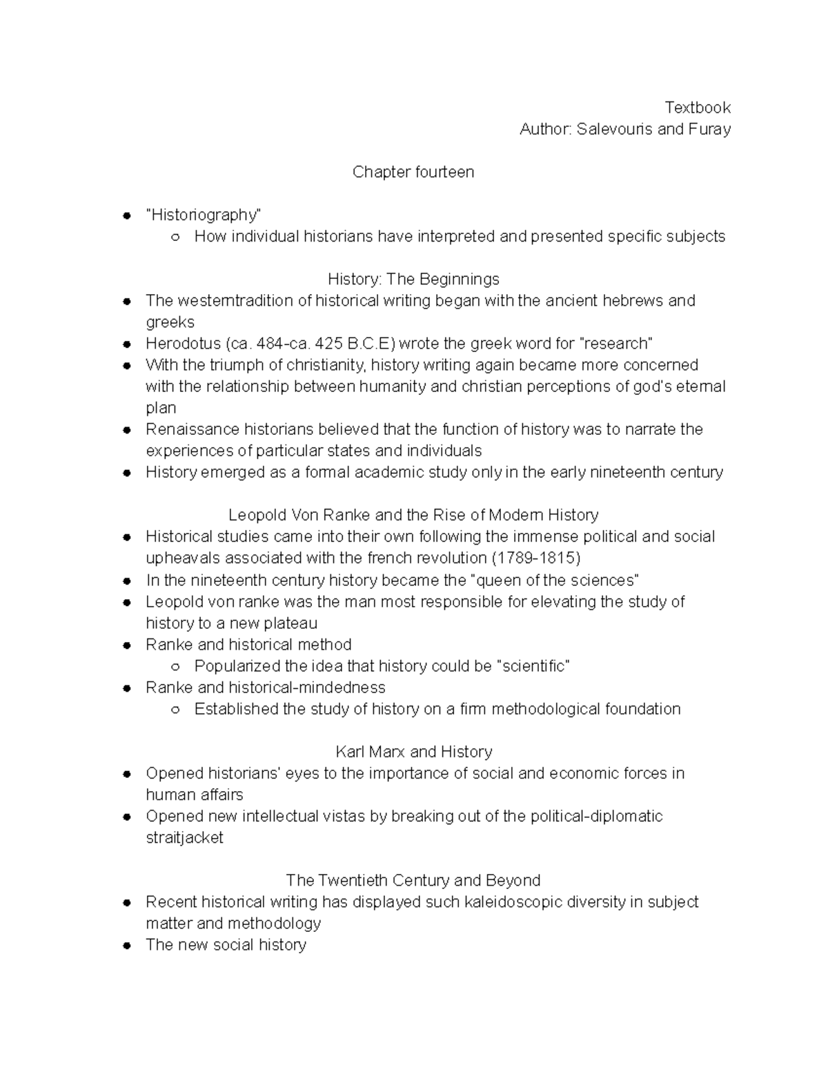 Chapter fourteen notes - Textbook Author: Salevouris and Furay Chapter ...