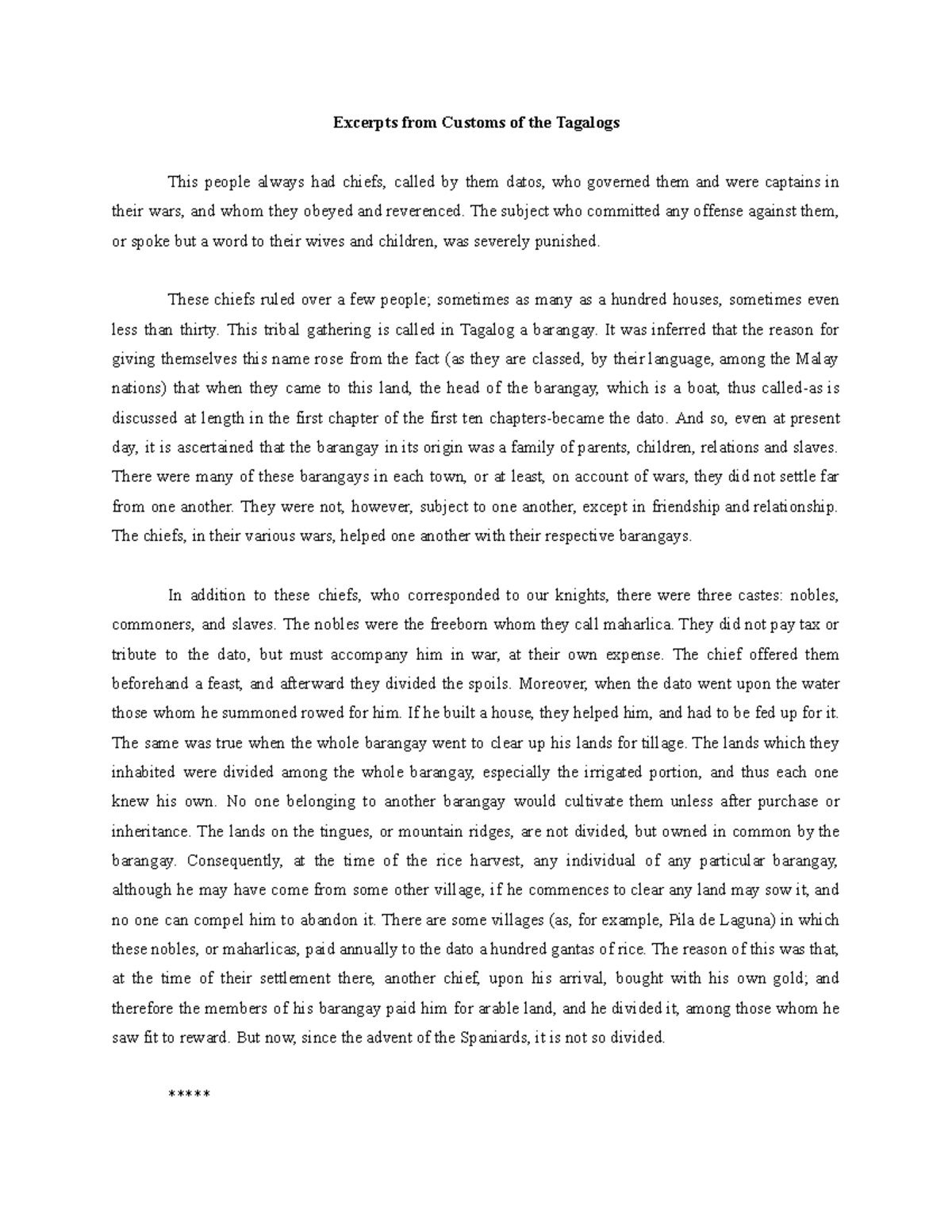 Excerpts-from-Customs-of-the-Tagalogs - Excerpts from Customs of the ...