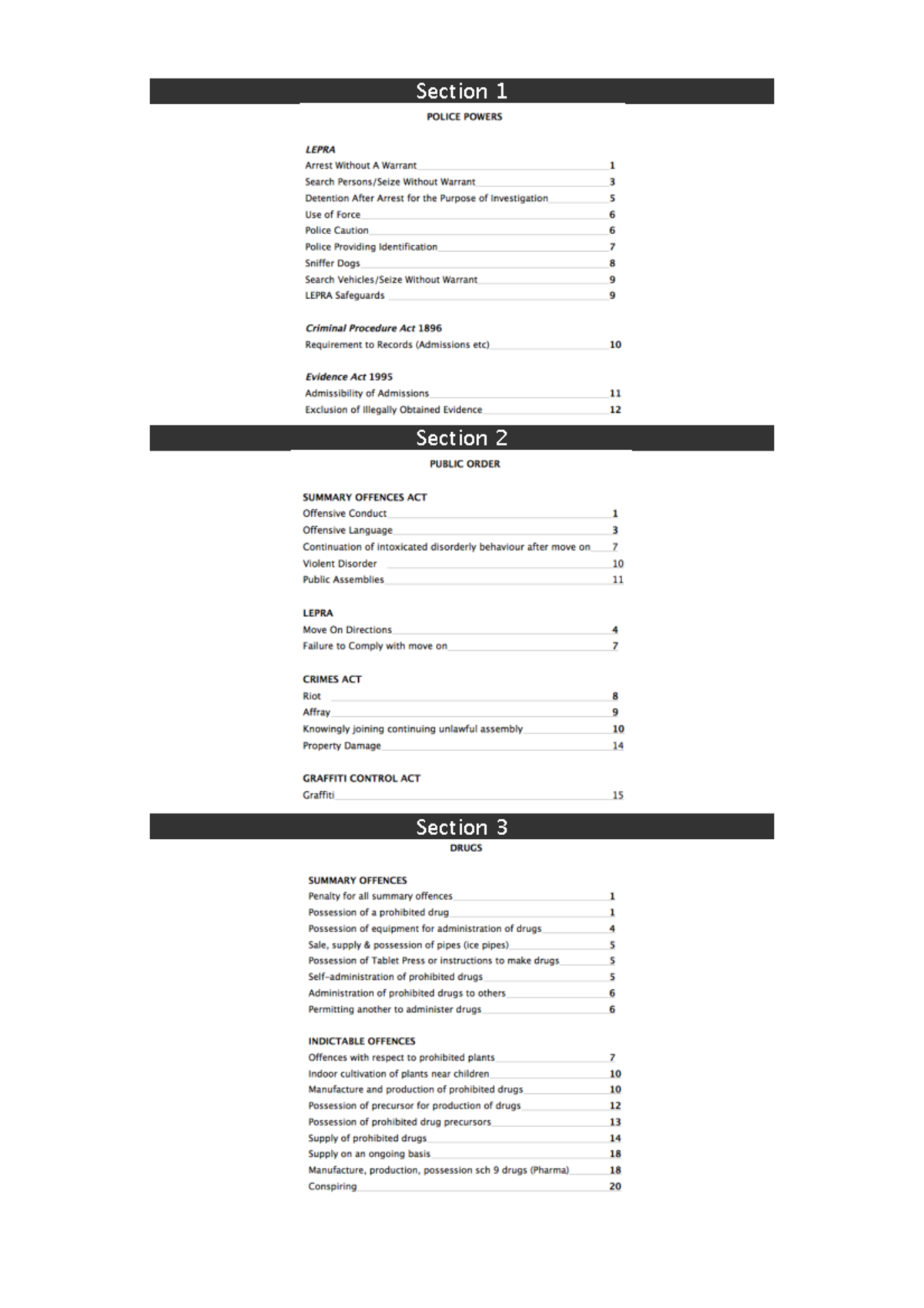 Crime the criminal process offences tables essential for exam - POLICE ...