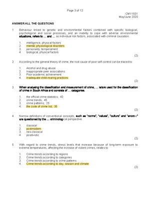 Exam MCQ - Exam MCQ - CMY1501 - Unisa - Studocu